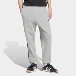 Herren Sporthose "ESSENTIALS 3-STREIFEN, FRENCH TERRY, SCHMAL ZULAUFEND, B&Uuml;NDCHEN", grau, Gr. XXL, adidas Sportswear, Obermaterial: 100% Baumwolle,