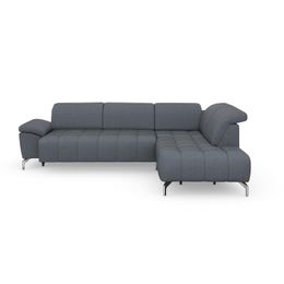 Sit & More sit&more Ecksofa &raquo;Cool L-Form&laquo; wahlweise mit Kopfteilverstellung und Vorziehsitz, motorisch blau B/H/T: 272cm x 79cm x 220cm, Chenille, Ottomane 