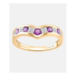 Diamant L'&eacute;ternel Ring aus 375 Gelbgold mit Diamant mit Amethyst | Gr.: 61