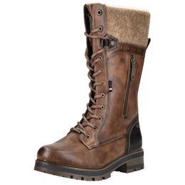 Mustang Shoes Damen Schn&uuml;rstiefel "Mustang Shoes Stiefel Lederimitat/Textil", Gr. 41, braun, Lederimitat, Textil, Schuhe