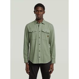 G-Star Raw G-STAR Herren Langarmshirt "Marine Slim Hemd", gr&uuml;n, Gr. M, Obermaterial: 50% Baumwolle, 50% Baumwolle, Shirts