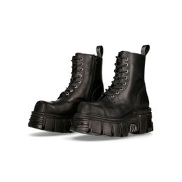 New Rock Damen Plateaustiefelette "Plateau Ankle Boots M-NEWMILI083-S39", Gr. 42schwarz, Obermaterial: 100% Rindnappaleder CNA., Schuhe,
