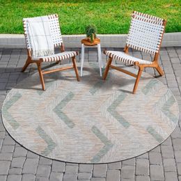 Sanat Outdoorteppich &raquo;Melissa 8004 , auch in Rund erh&auml;ltlich&laquo; rund 10 mm H&ouml;he Kurzflor, In -und Outdoor geeignet, Wohnzimmer grau Kunstfaser &Oslash; 150cm 1 Stk.,