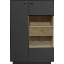 M&auml;usbacher Highboard B/H/T: 103x151x45, inkl. Beleuchtung schwarz Holzwerkstoff B/H/T: 103cm x 151cm x 45cm, 1 Winkelschalter,1 Steckdosenkonverter 6W, 1 Stk., 2