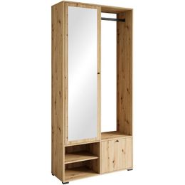Home Affaire Garderobenschrank &raquo;DINO Kompaktgarderobe, Garderoben-Set DINO&laquo; Mit Spiegel und Kleiderstange, 90 cm breit, T&uuml;ranschlag wechselbar braun 