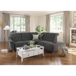 Home Affaire Ecksofa &raquo;Boston L-Form&laquo; Kopfteilverstellung an jeder Sitzfl&auml;che, wahlweise Relaxfunktion grau Struktur (100% Polyester);Luxus-Microfaser 