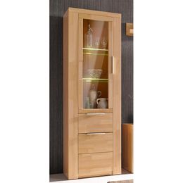 OTTO home Vitrine &raquo;ZARA75, 2 Glasboden variabel, T&uuml;ren L/R, 1 Schublade, Wohnzimmer&laquo; B/T/H:60/40/190cm,Front massivholz,5 F&auml;cher,Griffe silberfarben, 