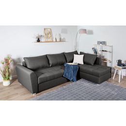 Collection AB Ecksofa &raquo;Jana XL L-Form, B: 250 cm&laquo; Schlaffunktion, Bettkasten & 1 Zierkissen, Federkern grau 100%Polyester B/H/T: 250cm x 42cm x 161cm,