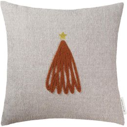 Tom Tailor HOME Dekokissen &raquo;Xmas Tree&laquo; Kissenh&uuml;lle ohne F&uuml;llung, 1 St&uuml;ck beige Leinen, Polyester B/L: 38cm x 38cm, 1 Stk.