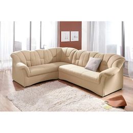 DOMO collection Ecksofa &raquo;Papenburg B/T/H: 242/190/84 cm L-Form&laquo; wahlweise mit Bettfunktion, Langer Schenkel links oder rechts beige Struktur ( 90% 