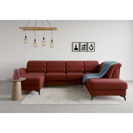 Sit & More sit&more Wohnlandschaft &raquo;Sinatra U-Form&laquo; optional mit Kopfteilverstellung und Armteilfunktion, Metallf&uuml;&szlig;e rot 100% Polyester B/H/T: 326cm x 85cm x 