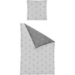 Bierbaum Bettw&auml;sche &raquo;3548&laquo; 2 Stk. Seersucker, 100 % Baumwolle, pflegeleicht, b&uuml;gelfrei silber Seersucker, Obermaterial: 100% Baumwolle B/L: 135cm x 