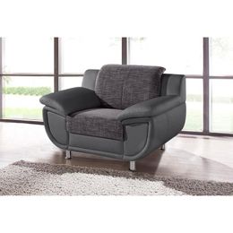 Trendmanufaktur Sessel &raquo;Rondo 3, Loungesessel, Breite 121cm&laquo; wahlweise mit komfortablem Federkern, mit extra breiten Armlehnen grau Luxus-Microfaser 