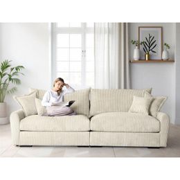 Home Affaire Big-Sofa &raquo;Finca XL, B: 190 cm&laquo; 4 Zierkissen, Mega-Sofa, in Cord oder Chenille-Struktur, Federkern beige 100% Polyester B/H/T: 190cm x 