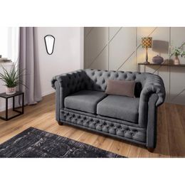Home Affaire Chesterfield-Sofa &raquo;New Castle&laquo; mit hochwertiger Knopfheftung in Chesterfield-Design, B/T/H: 148/86/72 schwarz B/H/T: 148cm x 72cm x 86cm,