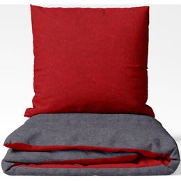 SETEX Wendebettw&auml;sche &raquo;Feinbiber&laquo; 2 Stk. mit Wendefunktion rot Biber, Obermaterial: 85% Baumwolle, 15% Polyester B/L: 135cm x 200cm, 1 Stk., 1 Stk., 