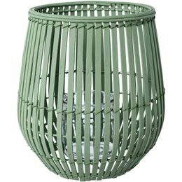 Creativ home Windlicht &raquo;Kerzenhalter Bambus&laquo; H&ouml;he ca. 25 cm gr&uuml;n Glas, Holz teilmassiv B/H/T: 25cm