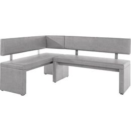 OTTO home Eckbank &raquo;Charissa&laquo; in 3 Gr&ouml;&szlig;en, verschiedene Qualit&auml;ten grau Holzwerkstoff, Massivholz B/H/T: 210cm x 90cm x 140cm, Microfaser, langer 