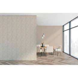 Livingwalls living walls Vliestapete &raquo;Geometrische Tapete aus Holzoptik - Vliestapete&laquo; leicht gl&auml;nzend strukturiert Moderne Tapete mit Holzstruktur beige Vlies B/