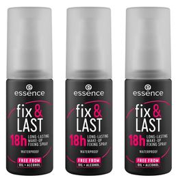 Essence Damen Fixierspray &raquo;fix & LAST 18h LONG-LASTING MAKE-UP FIXING SPRAY&laquo; H&auml;lt das Make-up bis zu 18 Stunden mit gleichm&auml;&szlig;iger Spr&uuml;hverteilung. 