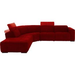 Egoitaliano Ecksofa &raquo;Sauvanne, Designsofa der Extraklasse, elegant und bequem, L-Form&laquo; wahlweise mit elektrischer Relaxfunktion, Kopfteilverstellung rot Leder &raquo;