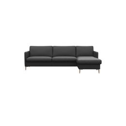 FLEXLUX Ecksofa &raquo;Fiore, super Sitzkomfort durch Kaltschaum im Sitz, L-Form&laquo; schmale Armlehnen, F&uuml;&szlig;e Alu+ Eiche schwarz 100% Echteder B/H/T: 247cm x 