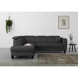 Sit & More sit&more Ecksofa &raquo;Belluci L-Form&laquo; inklusive Federkern, wahlweise mit Schlaffunktion und Bettkasten grau B/H/T: 249cm x 85cm x 195cm, Luxus-Microfaser 