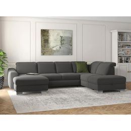 Sit & More sit&more Wohnlandschaft &raquo;Dundee U-Form&laquo; mit Federkern und Edelstahlf&uuml;&szlig;en, wahlweise mit Kopfteilverstellung grau B/H/T: 338cm x 86cm x 219cm, Luxus-