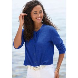 Lascana Damen Strickjacke, blau, Gr. 40, unifarben, Strick, Obermaterial: 55% Polyester, 30% Polyacryl, 13% Polyamid, 2% Elasthan, Strickjacken, aus