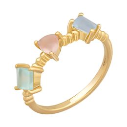 CAI CA&Iuml; Damen Fingerring "925 Silber vergoldet Echtstein Pastell", 060 (19,1), Silber 925 (Sterlingsilber), rosa, Silber 925 (Sterlingsilber), Fingerringe