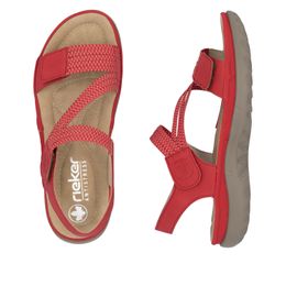 Rieker Damen Riemchensandale, Gr. 39rot, Nubuklederimitat, Schuhe, Sommerschuh, Sandalette, Keilabsatz, mit Gummiz&uuml;gen