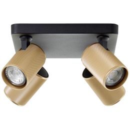 Brilliant Deckenstrahler &raquo;Marty&laquo; GU10 1 Stk. Warmwei&szlig; Spotplatte schwenkbar, 22 x 22 cm, GU10, 345lm, schwarz/matt gold schwarz 4, H: 12cm, 1 Stk.