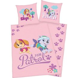PAW PATROL Kinderbettw&auml;sche &raquo;Skye und Everest&laquo; mit tollem Motiv rosa Linon, Obermaterial: 100% Baumwolle B/L: 135cm x 200cm, 1 Stk., 1 Stk., Linon, B/