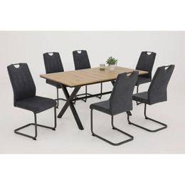 Hela Freischwinger &raquo;CHRISTINA&laquo; (Set) 2 Stk.1, 2 oder 4 St&uuml;ck, Schwingstuhl grau 100% Polyester B/H/T: 44cm x 98cm x 61cm, 2 Stk., Webstoff
