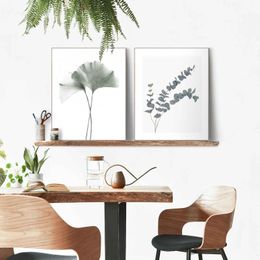 Reinders Bild mit Rahmen &raquo;Eukalyptus blatt Pflanze&laquo; Bl&auml;tter 2 Stk. tlg. Ginko - Naturmotiv - Botanisch gr&uuml;n Holzwerkstoff B/H/T: 40cm x 50cm, Bl&auml;tter, 2 Stk.