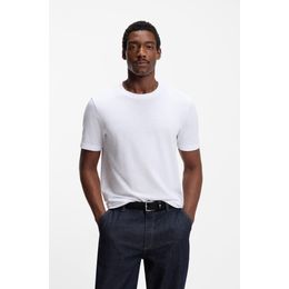 BOSS Herren T-Shirt "Tiburt"wei&szlig; 100, Gr. XXL, unifarben, Piqu&eacute;, Obermaterial: 75% Baumwolle, 25% Polyester, Shirts, mit Jacquard-Struktur, regular