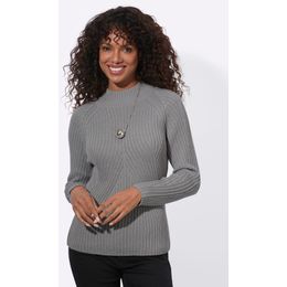 Casual Looks Damen Stehkragenpullover "Stehkragen-Pullover"steingrau, meliert, Gr. 44, unifarben, 50% Baumwolle, 50% Polyacryl, Pullover