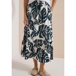 Cecil Damen Maxirock, wei&szlig;, Gr. XL, gemustert, Stoff, 100% Viskose, R&ouml;cke, mit Bl&auml;tterprint