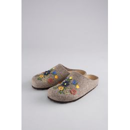 ANISTON SHOES Damen Clog, Gr. 40, beige, Filz, meliert, Schuhe, Clog, Hausschuh, Homeslipper - in Weite G (= weit)