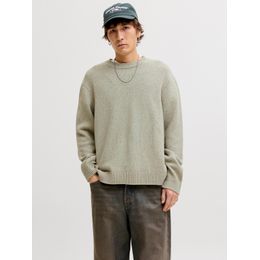 Jack & Jones JACK & JONES Herren Rundhalspullover "JORNORREBRO CATSKILLS KNIT CREW NECK SN", beige, Gr. M, unifarben, Strick, Obermaterial: 59% Polyester, 41%