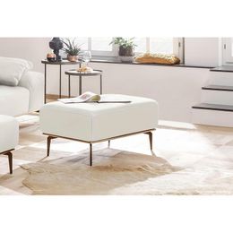 W.Schillig Polsterhocker &raquo;run&laquo; mit Holzsockel, F&uuml;&szlig;e in Bronze pulverbeschichtet, Breite 75 cm wei&szlig; Longlife Xtra-Leder Z73: Naturwalkleder der 