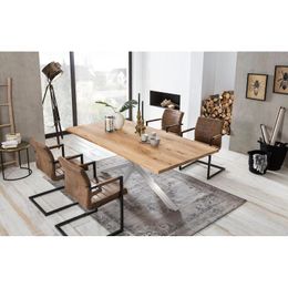 Sit Esstisch &raquo;Dakar Wildeiche natur mit Stern-Gestell aus Metall, Massivholz&laquo; Markantes Stern-Gestell trifft auf massive Wildeiche beige B/H/T: 200cm 