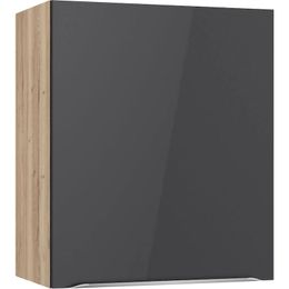 KOCHSTATION H&auml;ngeschrank &raquo;KS-Aken&laquo; grau wildeiche Nachbildung, B/H/T: 60cm x 70,4cm x 34,6cm