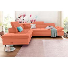 Sit & More sit&more Ecksofa &raquo;Limit L-Form&laquo; wahlweise mit Schlaffunktion und Bettkasten orange Kunstleder SOFTLUX ;Luxus-Microfaser ALTARA NUBUCK (100% Polyester)