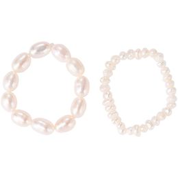 Firetti Ring-Set &raquo;Multipack Schmuck Geschenk Damenring Zugband S&uuml;&szlig;wasserzuchtperle&laquo; Made in Germany - mit S&uuml;&szlig;wasserzuchtperle wei&szlig; 4 g, Perlen