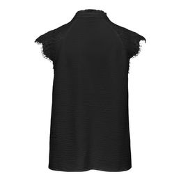 Only Damen Shirttop "ONLPLOY METTE SL LACE V-NECK TOP WVN"schwarz, Gr. L, unifarben, Web, Obermaterial: 100% Polyester, Tops, Kunstfaser, regular