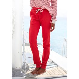 H.I.S. H.I.S Damen Sweathose, Gr. 48, rot, Sweatware, Obermaterial: 60% Baumwolle, 40% Polyester, unifarben, Hosen, aus weicher Sweatware und mit