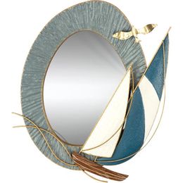 Gilde Wandspiegel &raquo;Spiegel Bootstour&laquo; 2 Aufh&auml;ngevorrichtungen blau Metall B/H/T: 54cm x 66cm x 7cm, Struktur matt