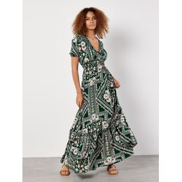 Apricot Damen Druckkleid "Gemustertes Maxikleid", gr&uuml;n, Gr. 36, gemustert, gewebt, Obermaterial: 100% Viskose CV., Kleider, mit Smokband und Volant