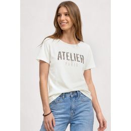 Street One Damen T-Shirt, wei&szlig;, Gr. 46, bedruckt, Web, 100% Baumwolle, Shirts, aus reiner Baumwolle
